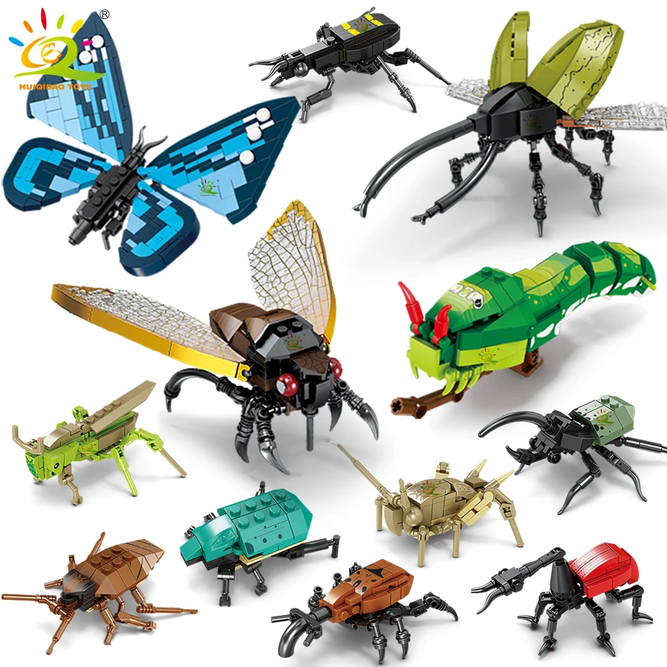 HUIQIBAO Moc Insect Model Building Blocks Fly Bee City Construction ...