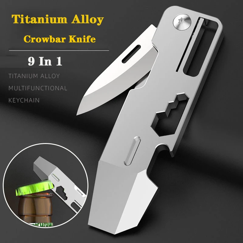 9-IN-1CNC-TC4-Titanium-Alloy-Crowbar-Knife-Bottle-Opener-Graduated ...