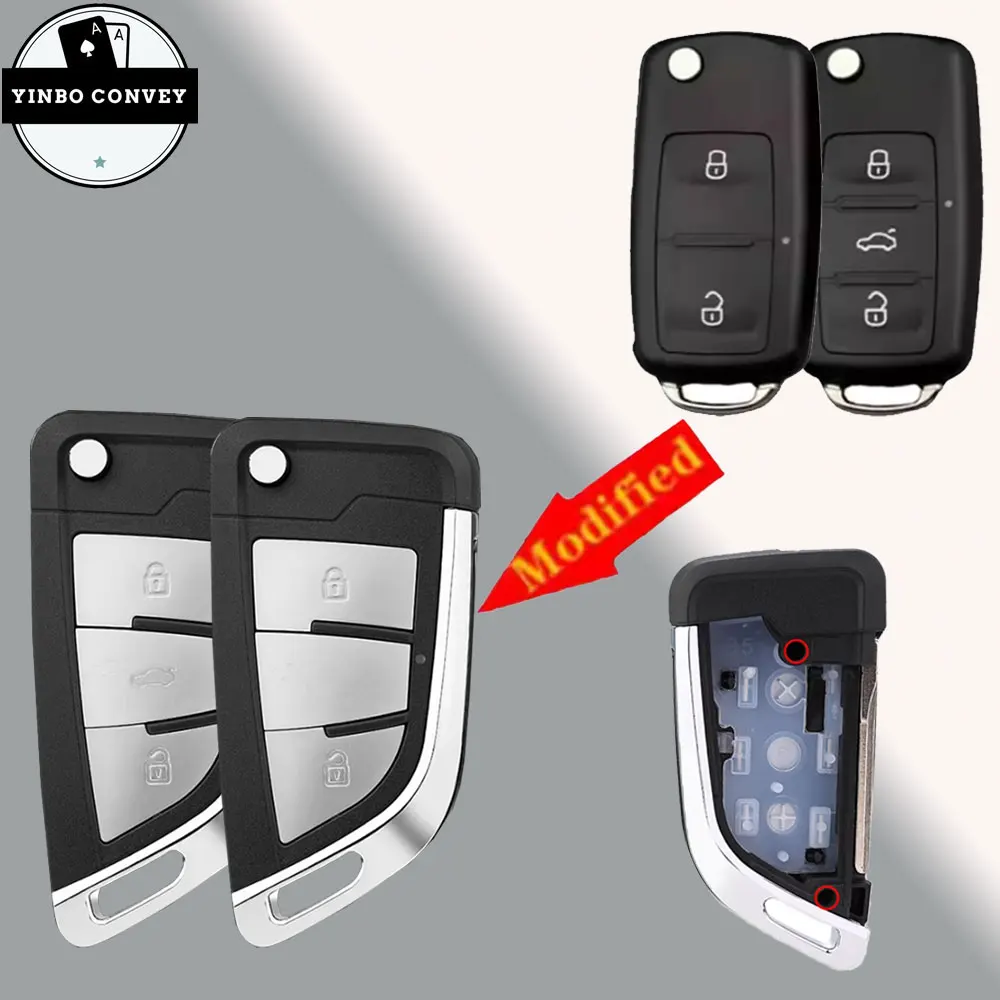 2 3Buttons Upgrade Car Key Fob Case Shell Housing for ForVW Jetta Golf ...