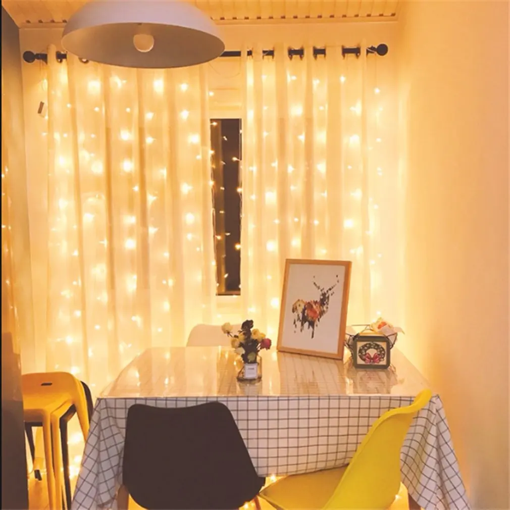 Led-Curtain-Light-Usb-With-Remote-Control-3x3-Meters-300-Lights-Hook ...