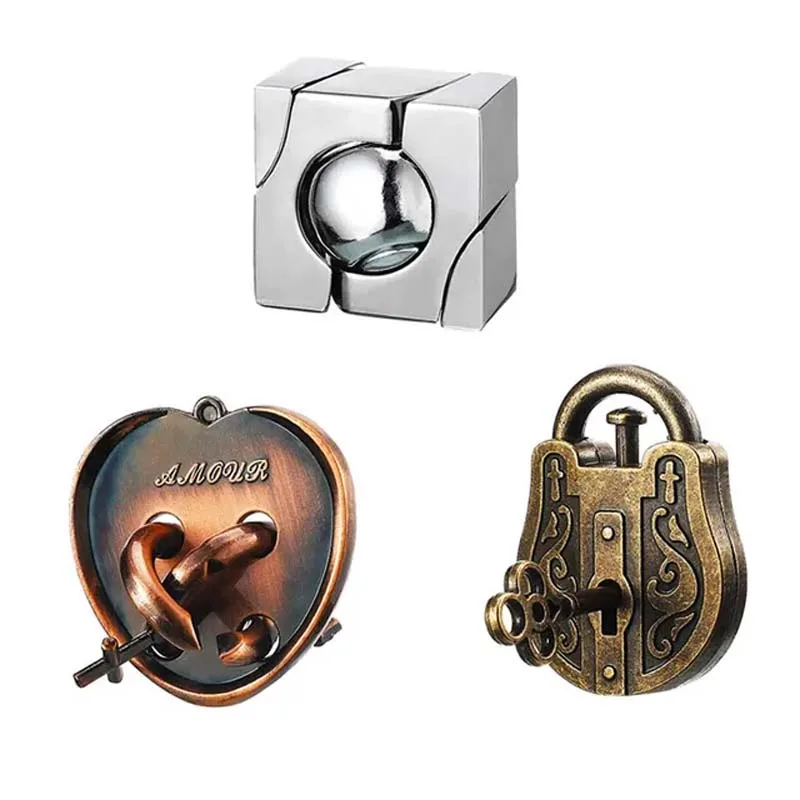 No-1-9-3Pcs-Set-Metal-Puzzle-Solution-Unlock-Toy-Brain-Teaser-IQ ...