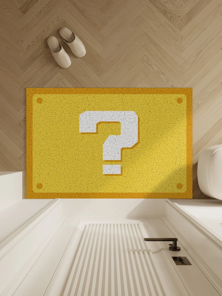 Minimalist-Yellow-Door-Mat-Question-Mark-Pattern-Balcony-Carpet-Cartoon ...