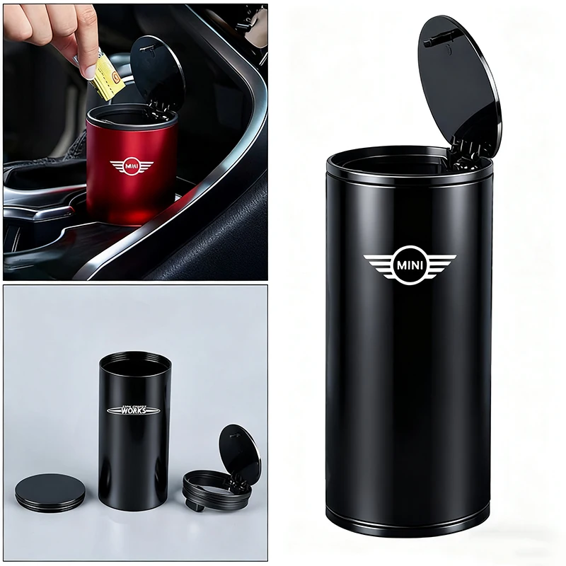 Car Trash Bin Alloy Garbage Can Car Organizer Storage Accessories For ...