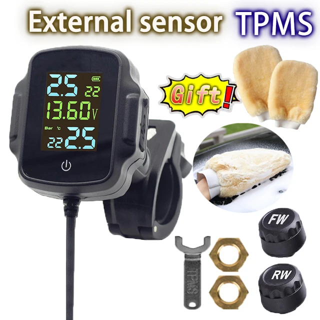 Wireless LCD Display Motorcycle TPMS Tyre Temperature Tester With 2 ...