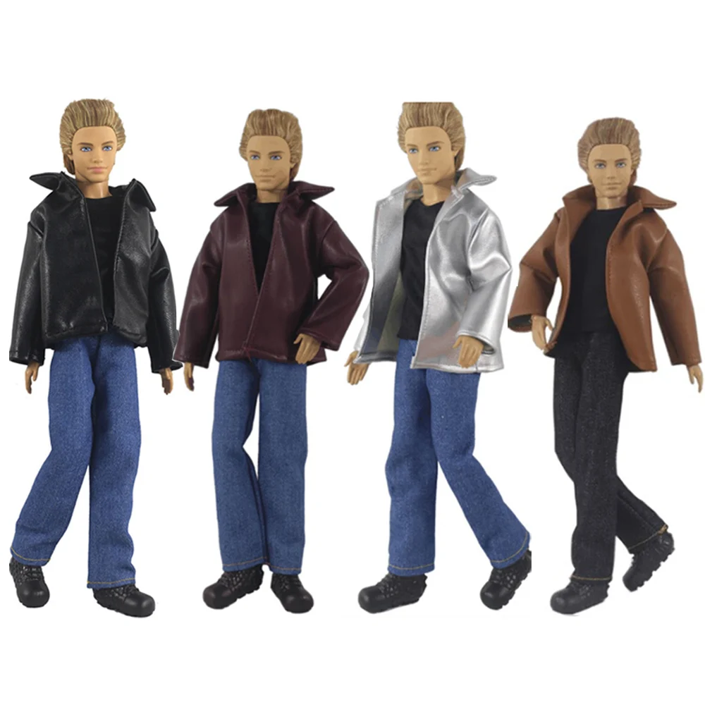 Conjunto de ropa de cuero Ken, abrigo de cuero negro y marrón para ...