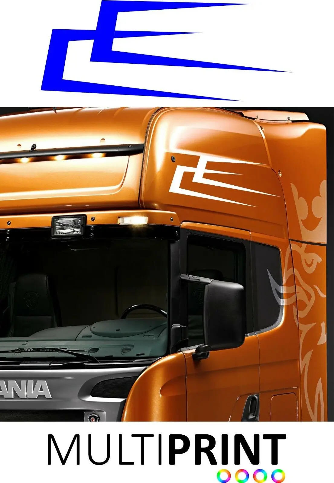 For 2 X Lorry Stripes Vinyl Stickers Cab Scania Mercedes Volvo DAF MAN ...