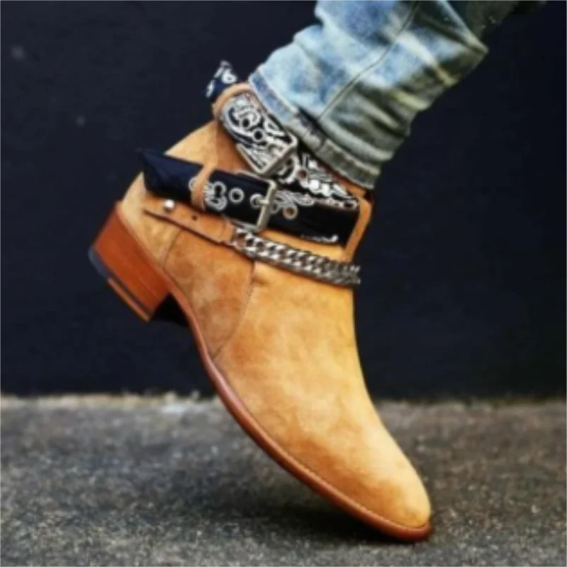 Botines-de-gamuza-sint-tica-con-correa-de-hebilla-para-hombre-botas ...