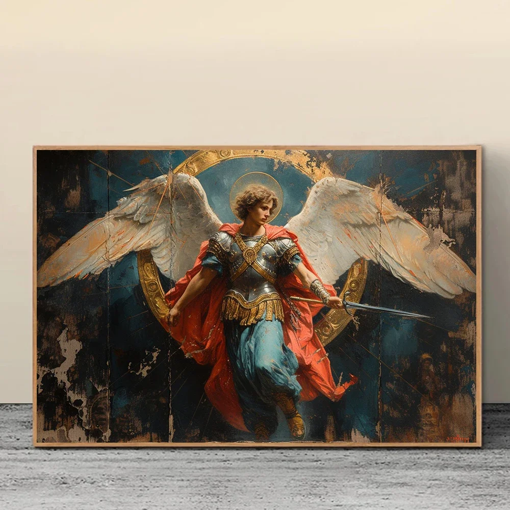 Affiche Vintage archange saint Michael, impression de Religion ...