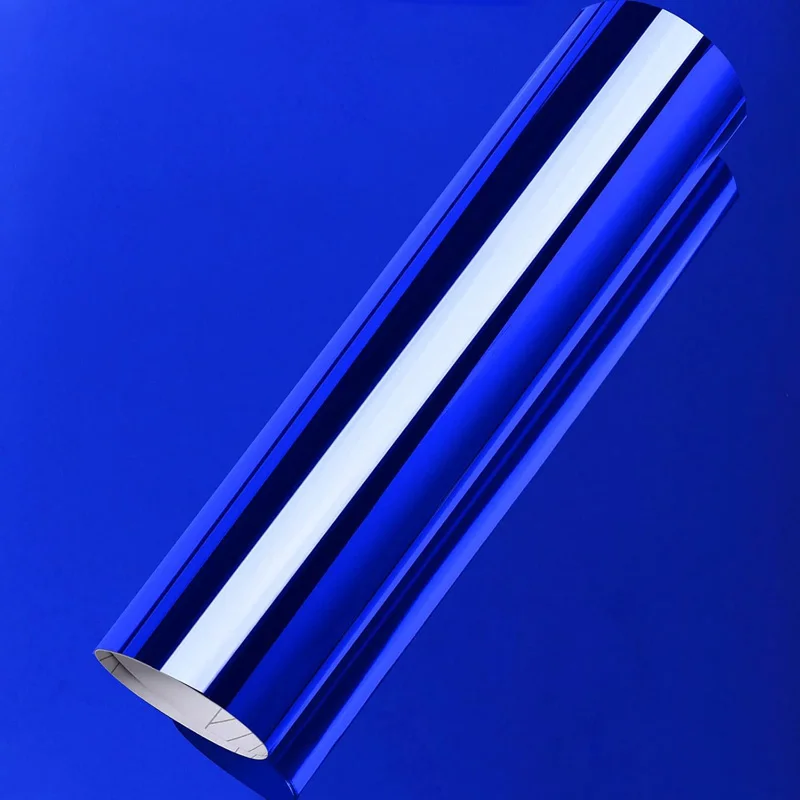 Premium Stretchable Blue Chrome Mirror Vinyl Wrap Film Vinyl Roll Self ...