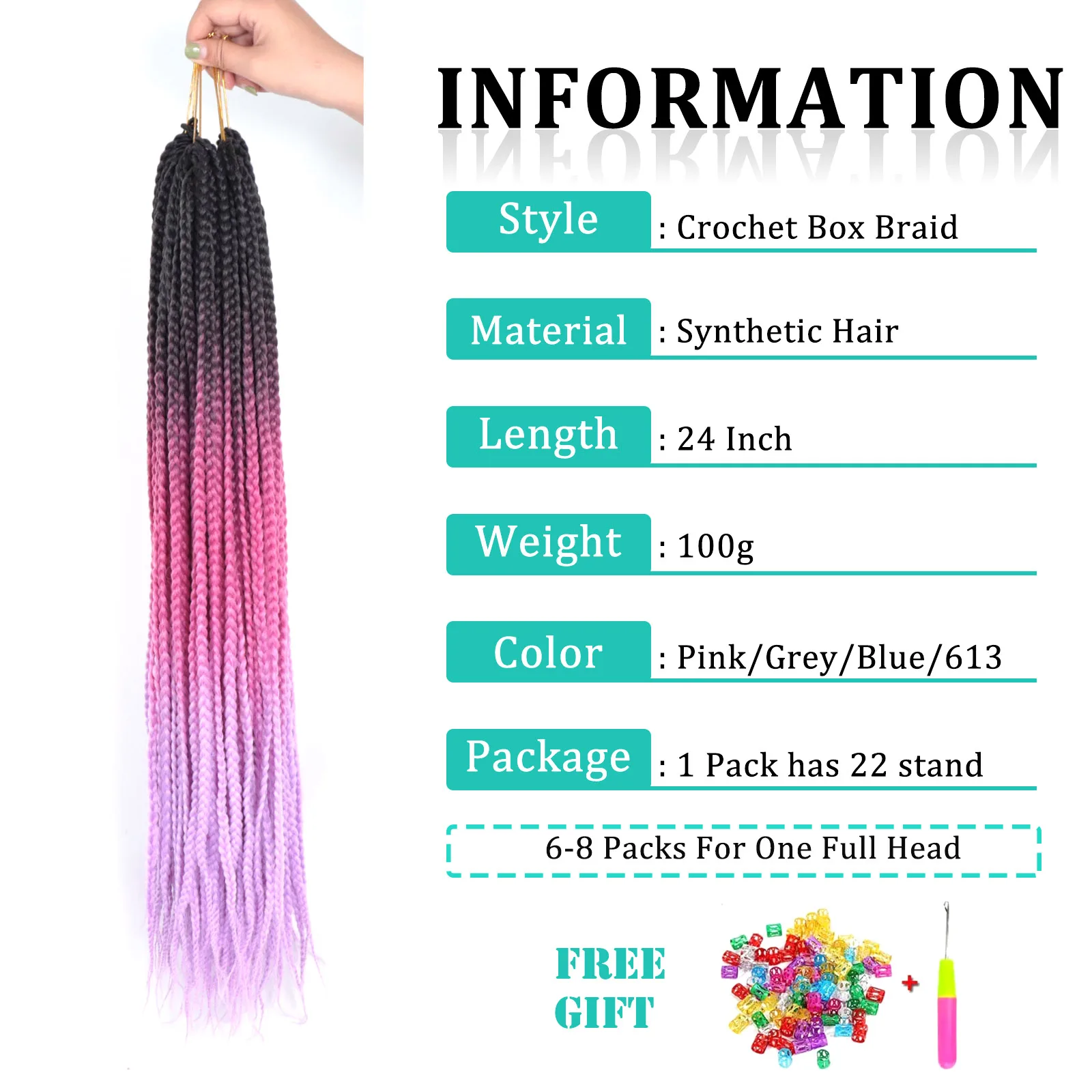 Box Braids With Pink Color