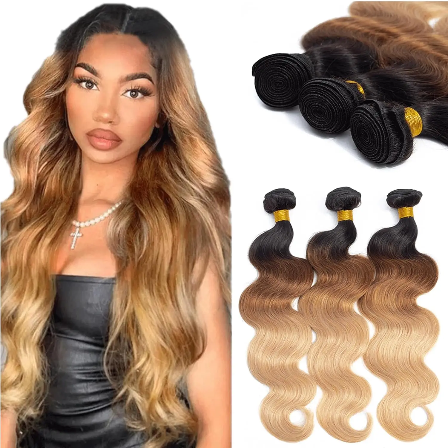 Body-Wave-Bundles-Human-Hair-Brazilian-Hair-Weave-Bundles-Ombre-Colored ...