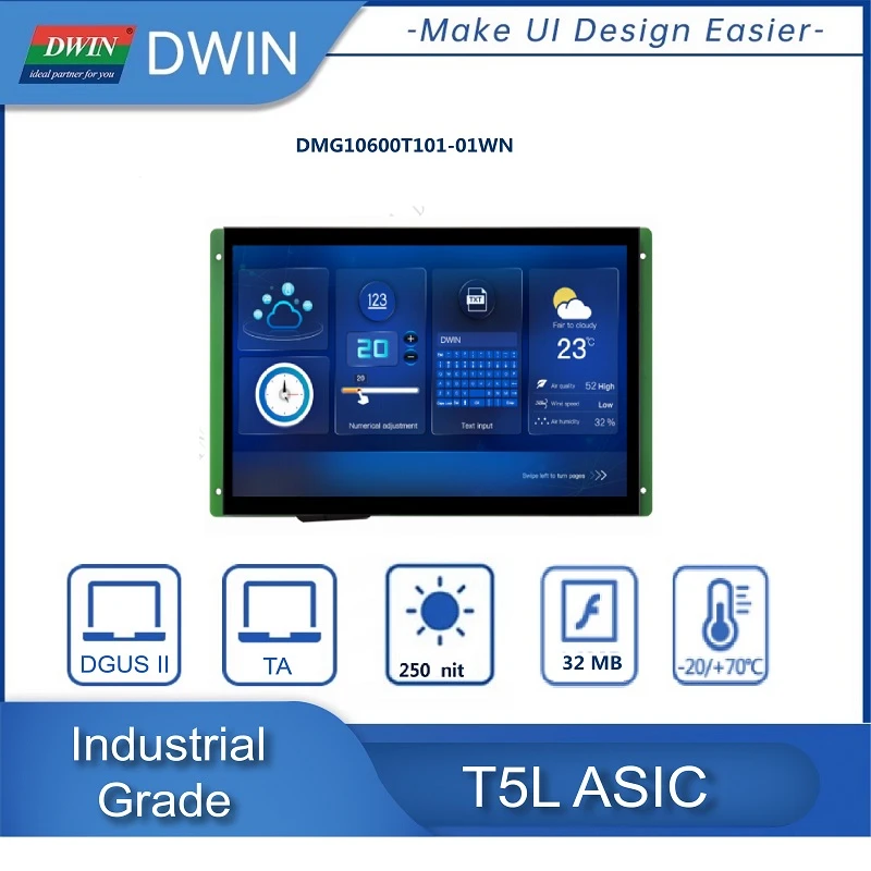 DWIN T5L2 IC 10.1 Inch 16.7M Colors IPS-TFT-LCD Wide Viewing Angle 1024 ...