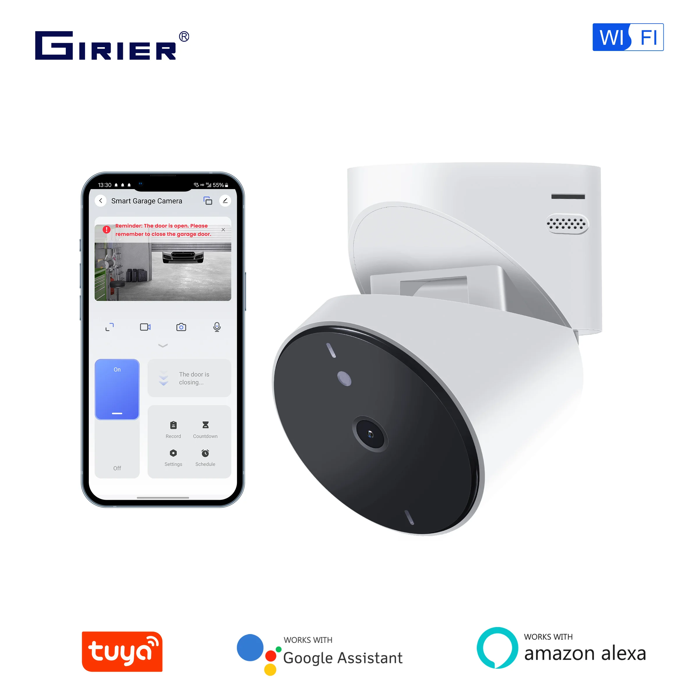 GIRIER Smart WiFi Garage Door Opener with Camera Monitor 1080P Smart ...