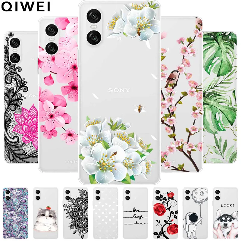 For Sony Xperia 10 VI Case Transparent Cute Soft Silicone TPU Coque for ...
