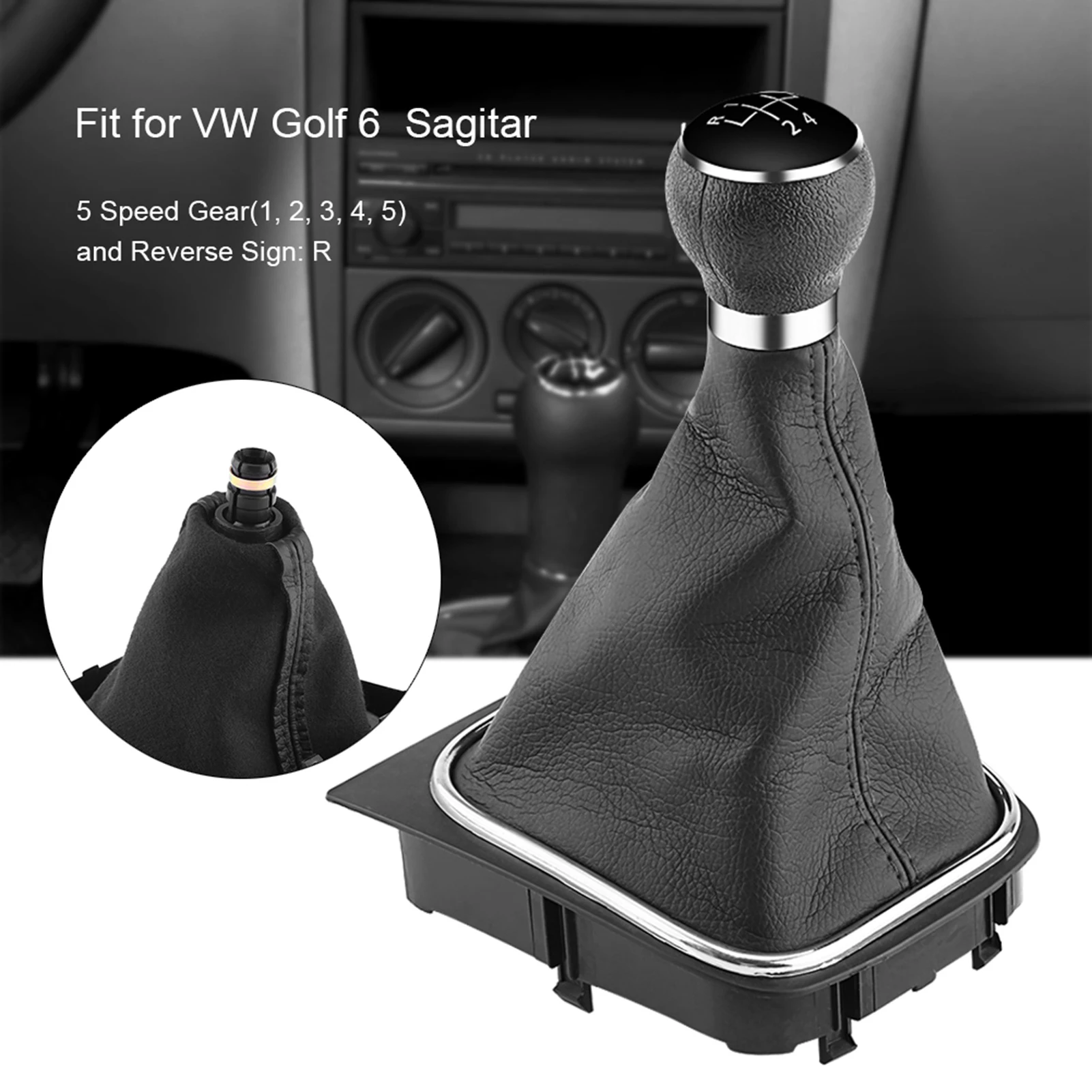 5-Speed-Car-Gear-Knob-Gearstick-Gaiter-Boot-Kit-For-VW-Golf-Jetta-6-MK5 ...