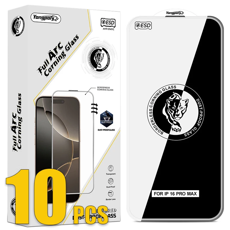10pcs Borderless Corning Tempered Glass HD AF ESD Screen Protector Film ...
