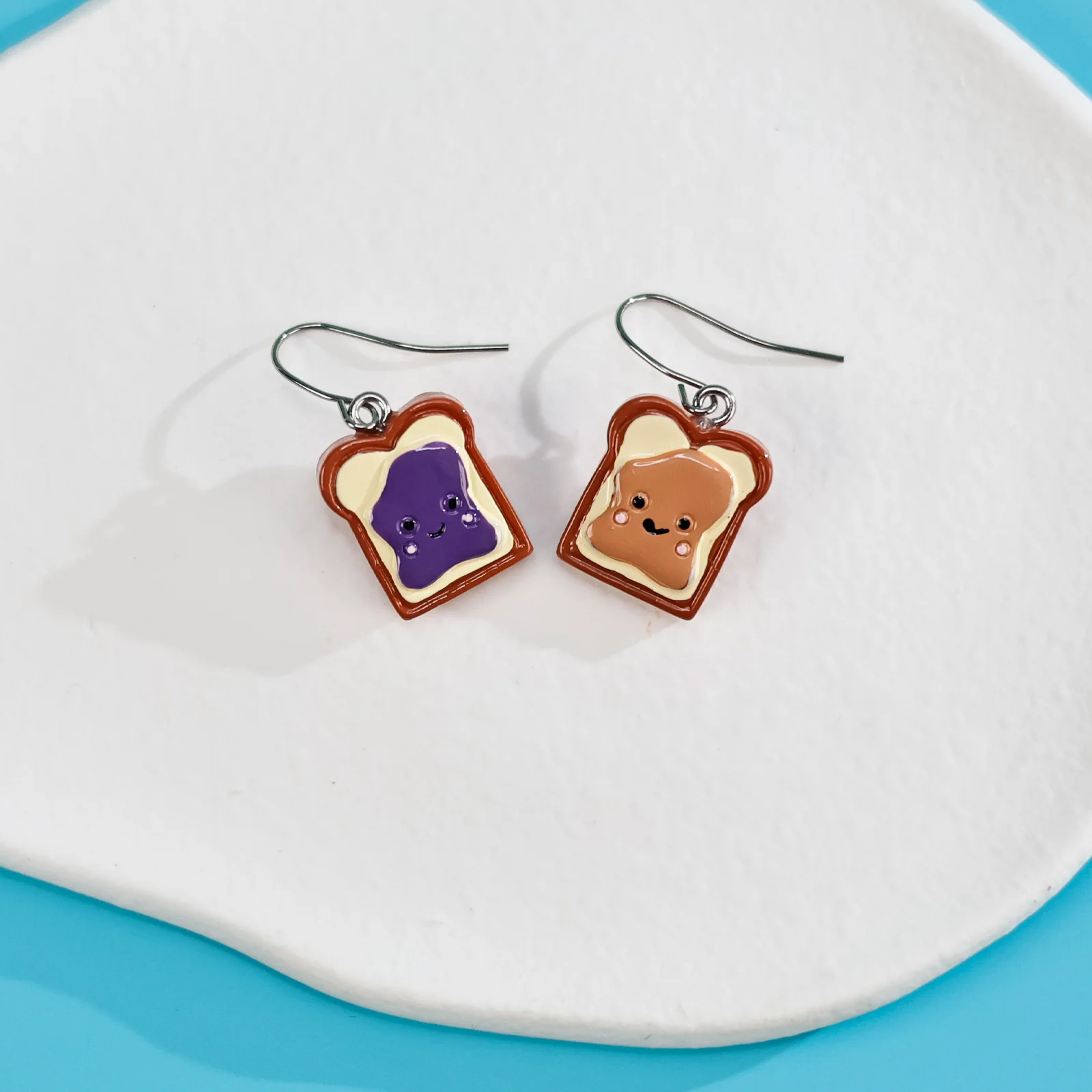 1 Pair Cute Toast Drop Earrings, Hand-Painted Resin Material, The Best ...