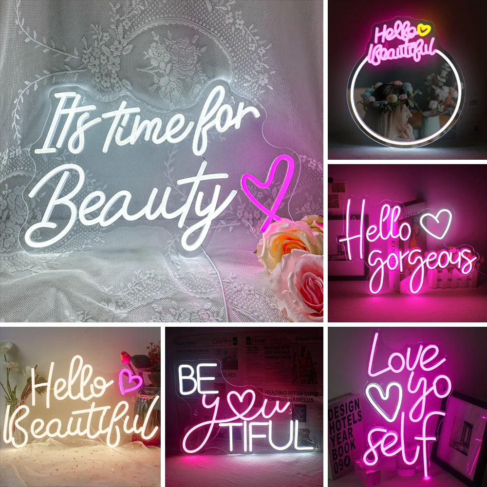 It-s-Time-for-Beauty-Neon-Sign-for-Nails-Salon-Beauty-Eyelash-Bedroom ...