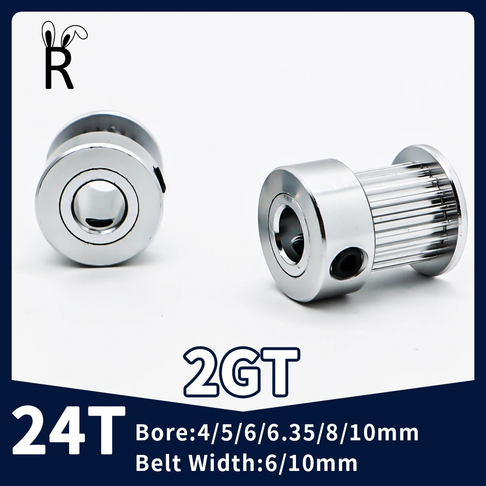 24T Teeth Timing Pulley 2GT Bore 4/5/6/6.35/8/10mm For Open Timing Belt ...
