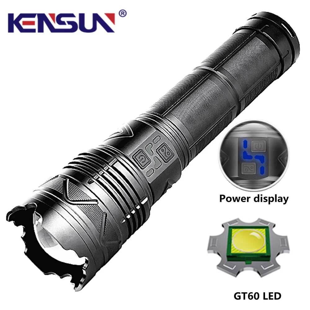 Powerful 100W LED Flashlight Long Range Charging Zoomable Emergency ...
