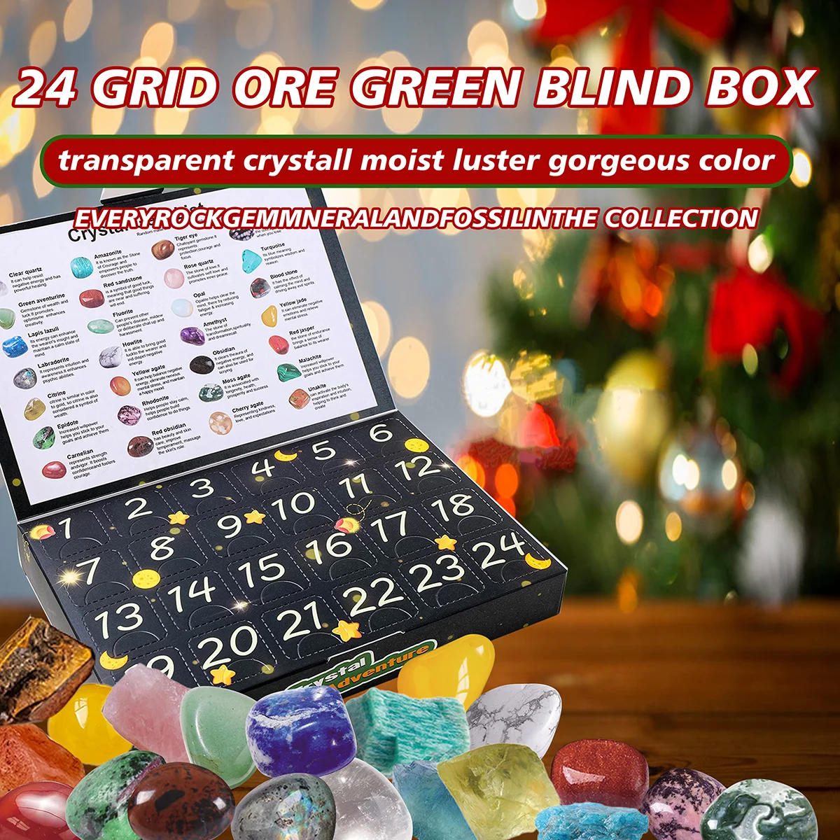 24 Grid Ore Crystal Gemstone Blind Box Rock Mineral Specimens ...