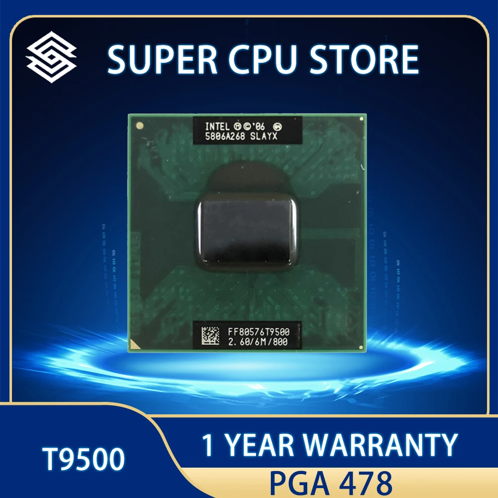 Processador portátil do núcleo 2 duo t9500 cpu 6m cache/2.6ghz/800 ...