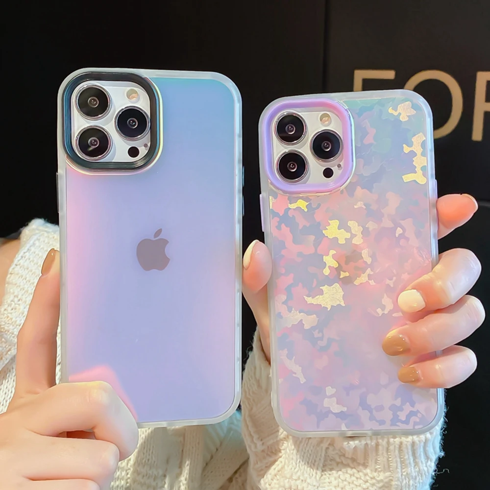 Iphone 14 Pro Max Soft Silicone Case | Iphone 11 Laser Aurora Rainbow ...