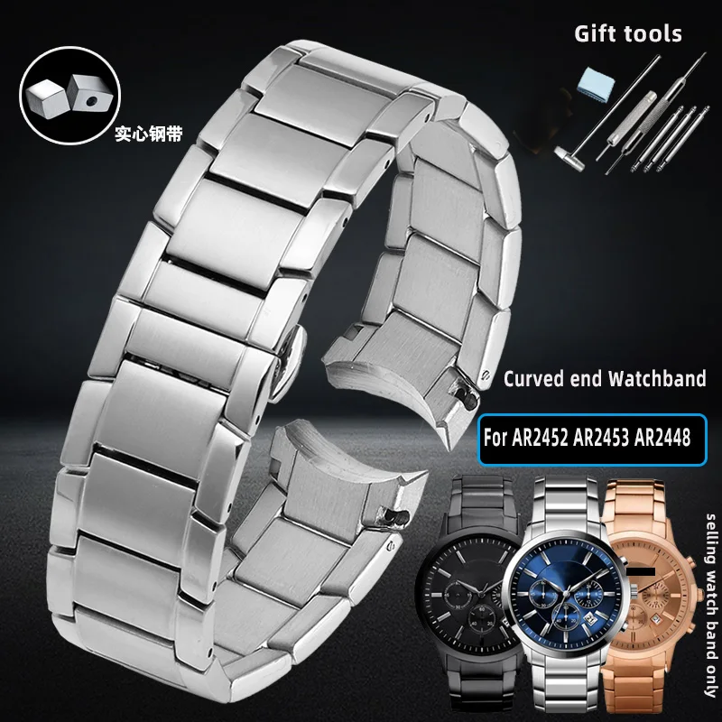 Curved end Watchband 22mm For Armani AR2452 AR2453 AR2448 2447 2453 ...