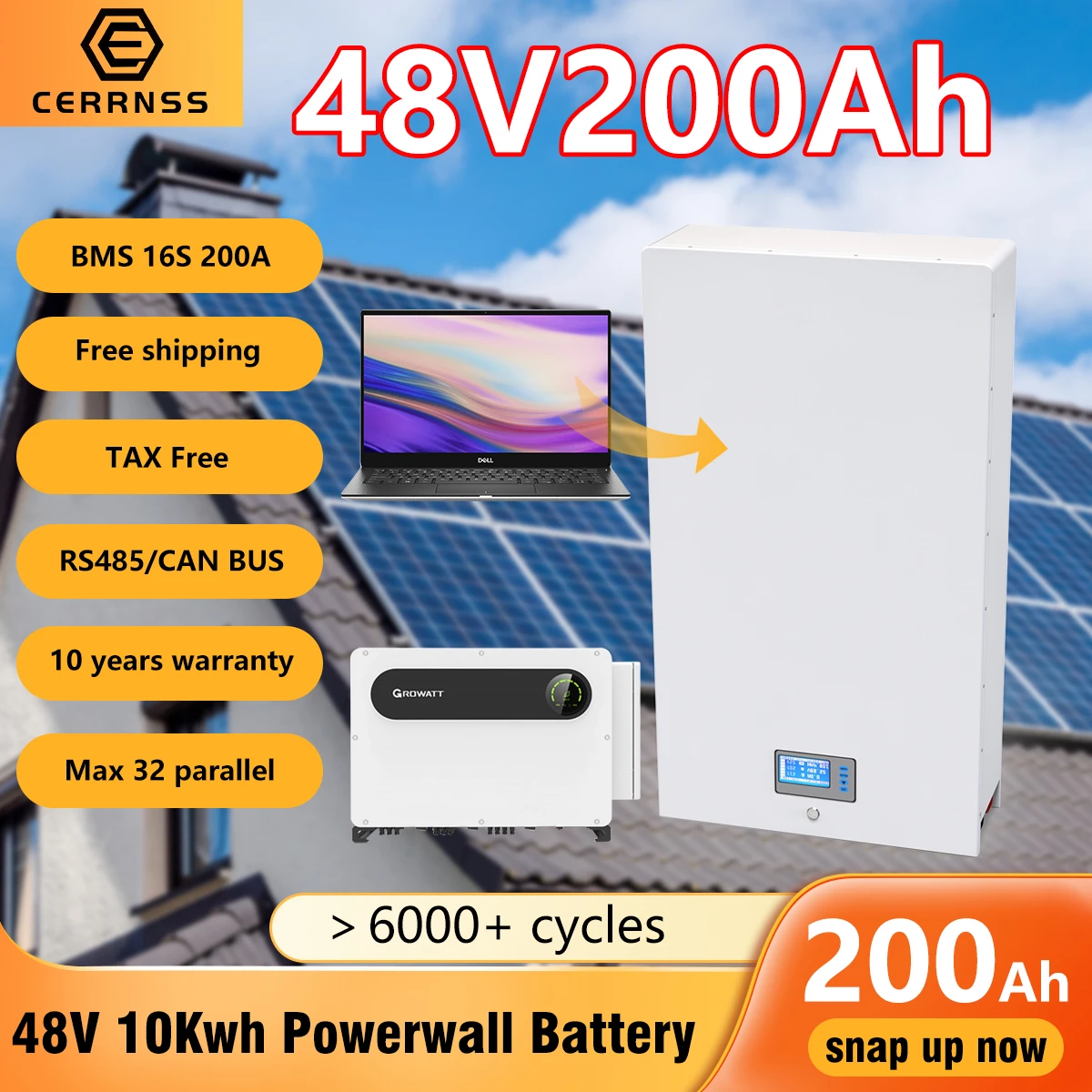 48v 200ah Powerwall Lifepo4 Battery Pack 10kwh Solar Lithium Ion ...