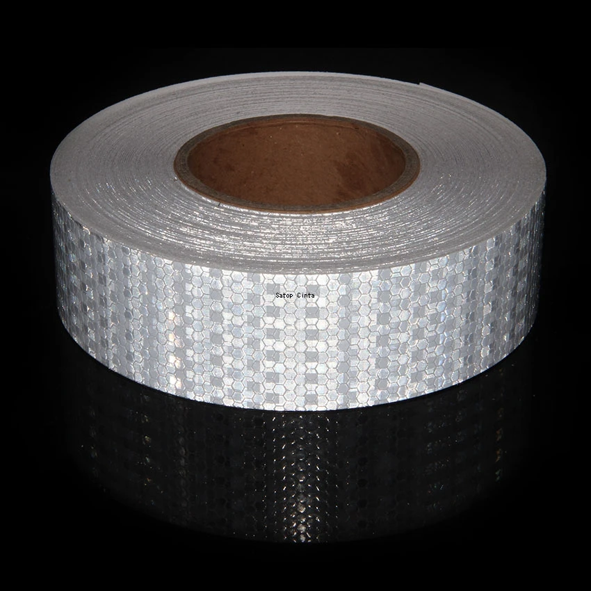 5CM-50M-Reflective-Material-Tape-White-Car-Sticker-Safety-Warning-High ...
