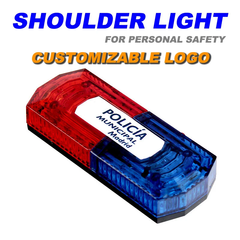LED Red Blue Shoulder Police Light Multifunction Logo Label ...