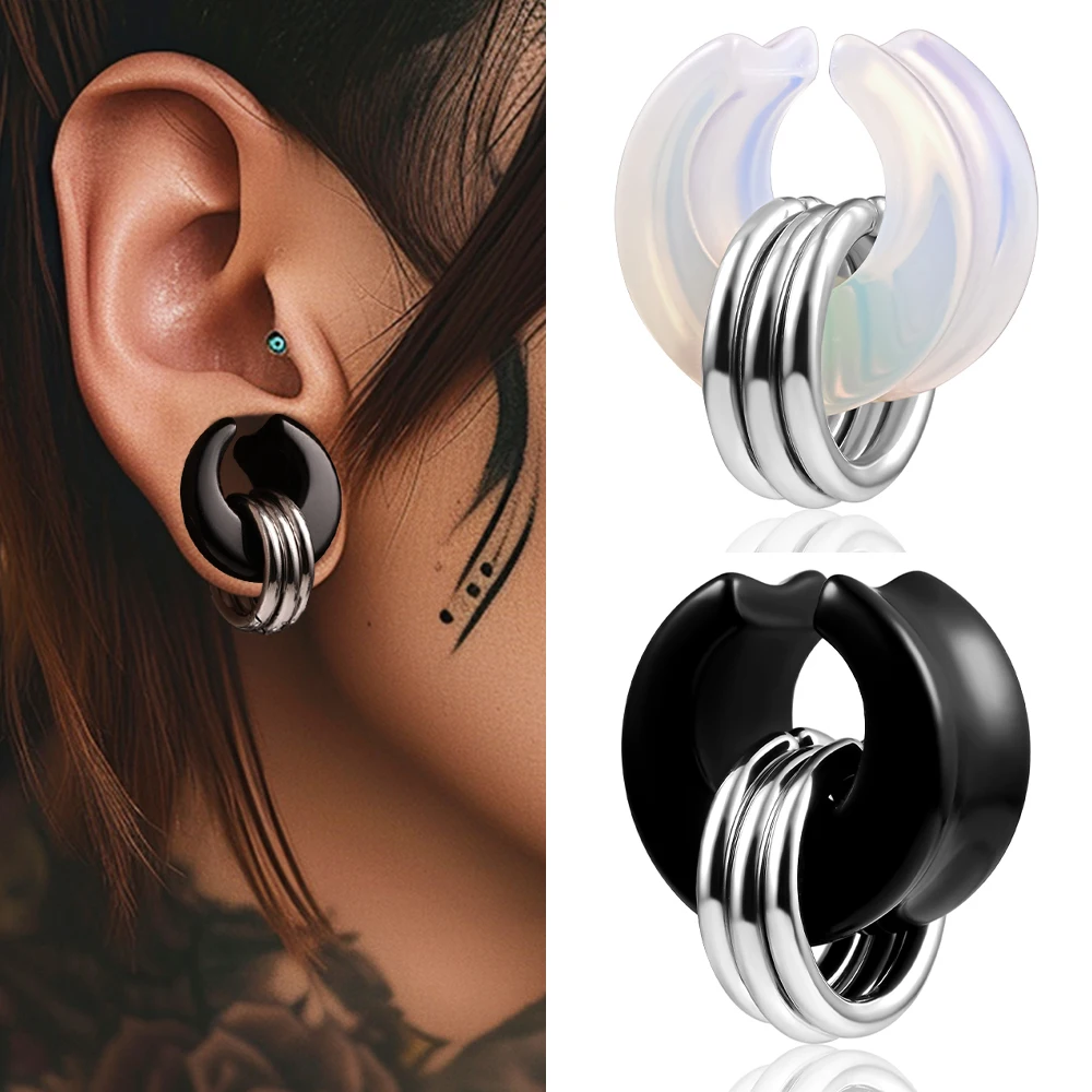 Doearko-2PCS-Glass-Saddle-Plugs-Ear-Tunnels-with-Loops-for-Stretched-Ears-Plugs-Guages-Expander ...