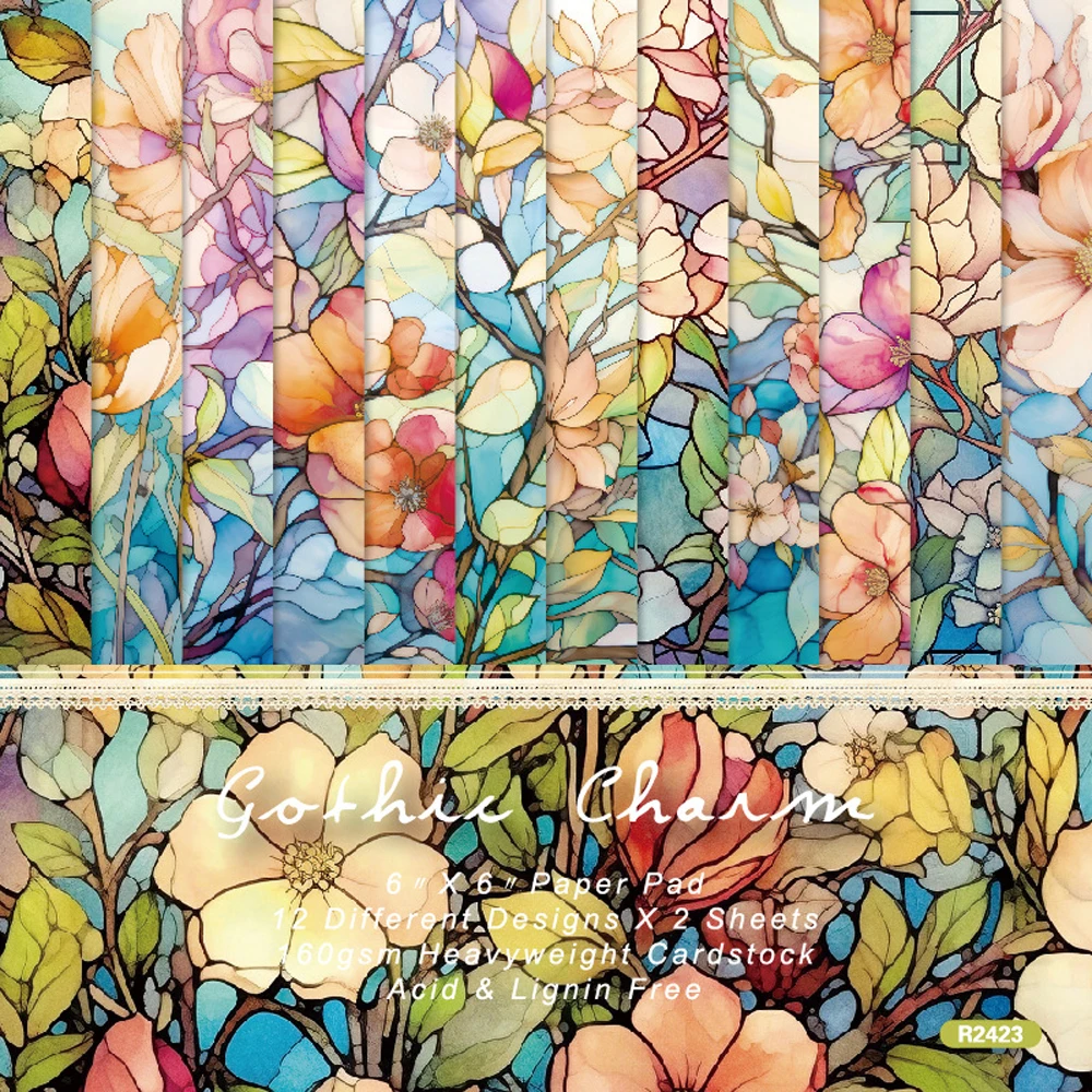 KLJUYP-24-sheets-6-X6-Colorful-Flowers-Paper-Scrapbook-paper ...