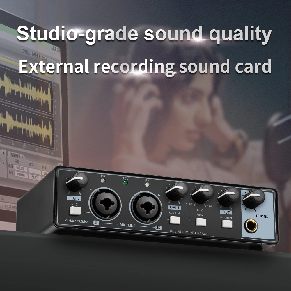 USB-Audio-Interface-Mixer-Sound-Card-Mixing-para-PC-Computador-Grava-o ...