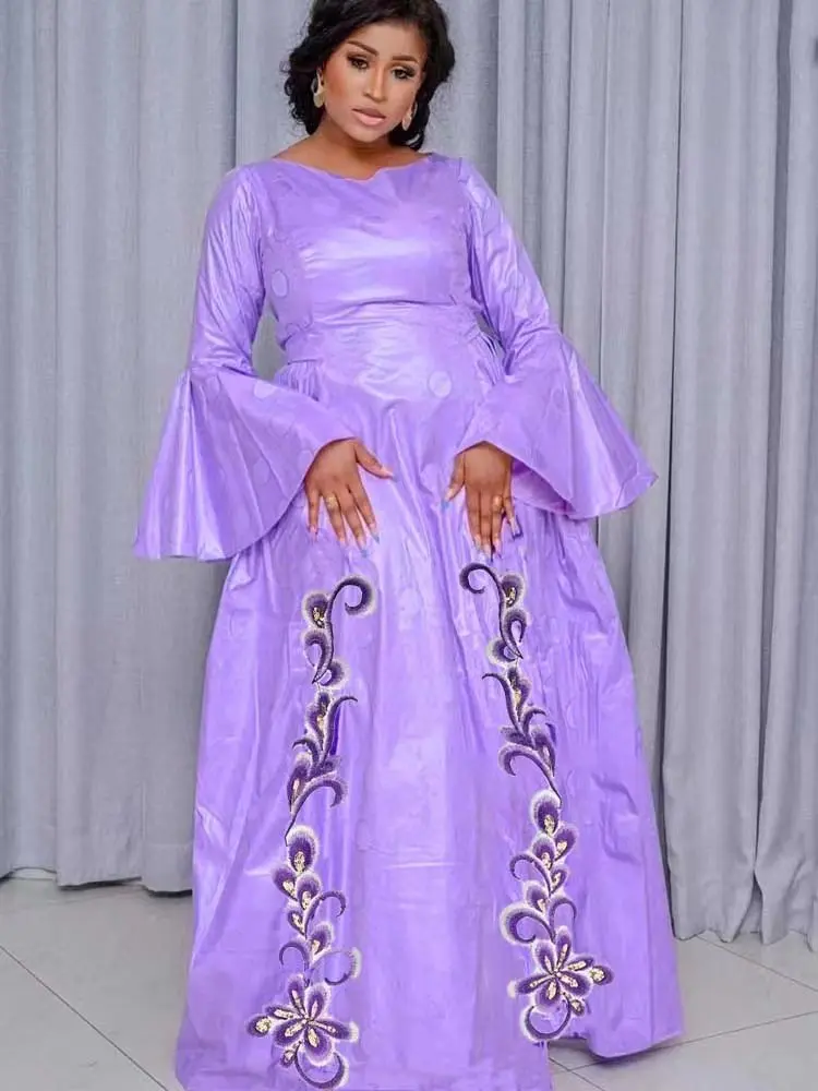 Large Size Bazin Riche Long Dresses For African Women Wedding Ceremony ...