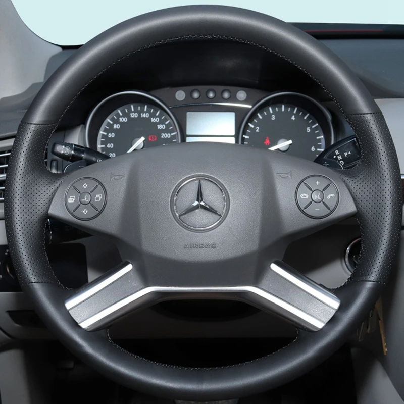 Hand-stitched-Black-Artificial-Leather-Car-Steering-Wheel-Covers-For ...