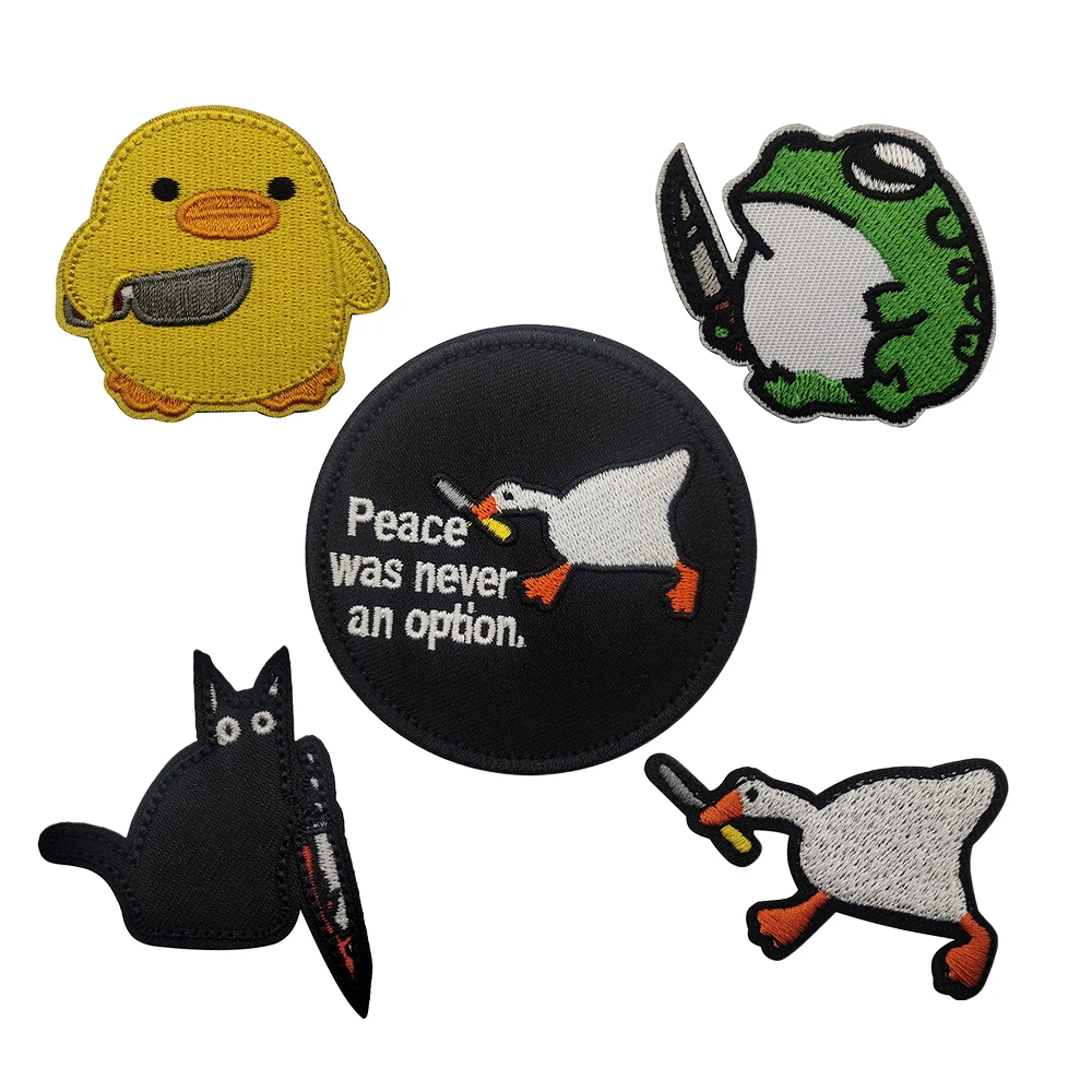 Cartoon Animal Patch Big Goose Small Knife Frog Embroidered Patch ...