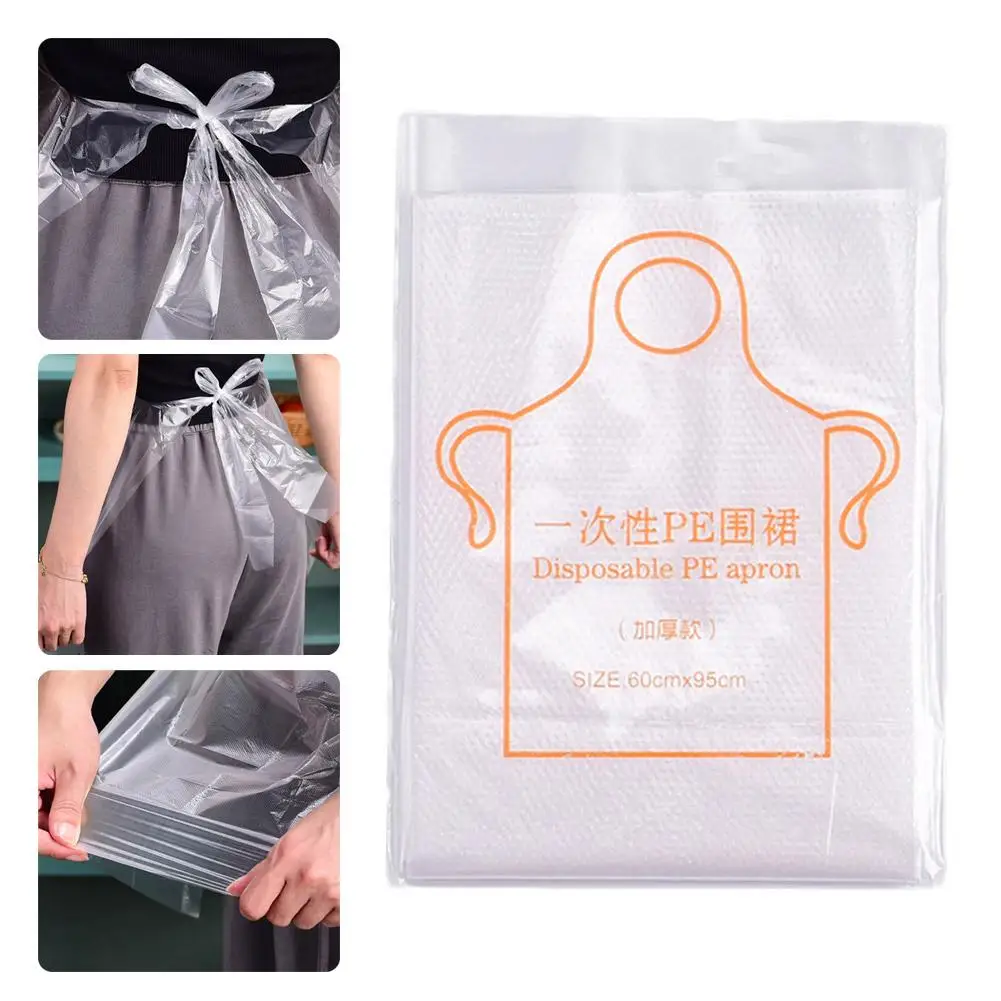 Disposable-Kitchen-Aprons-Plastic-Waterproof-Apron-Individually-Packing ...