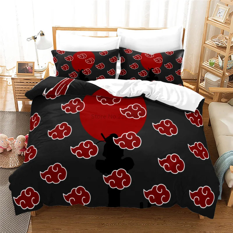 Anime Akatsuki Red Cloud Logo Bedding Set 3d Printed Duvet Cover Sets ...