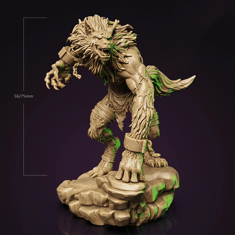 1/32 56mm 1/24 75mm Resin Model Kits Wolf Werewolf Figurine Unpainted ...