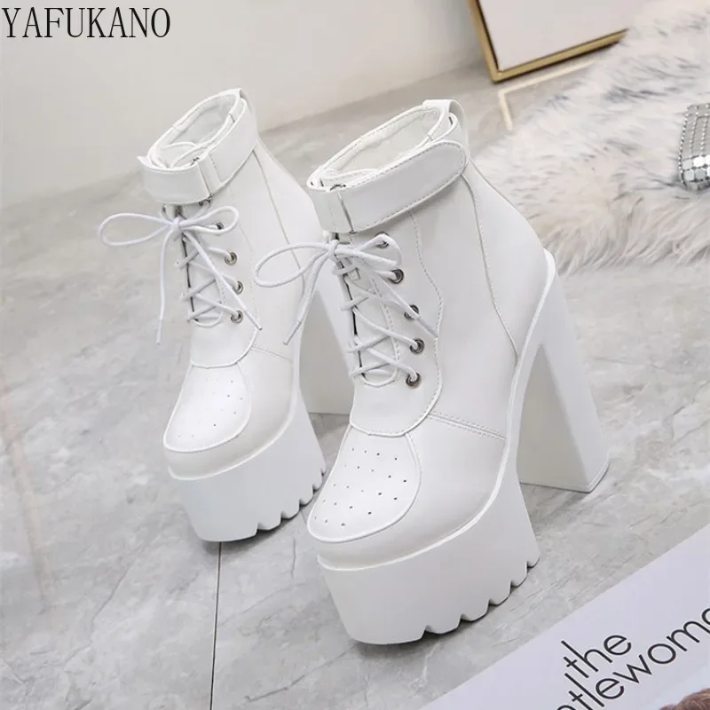 15Cm-Super-High-Heel-Short-Boots-Lace-Up-Womens-Shoe-Model-Catwalk ...