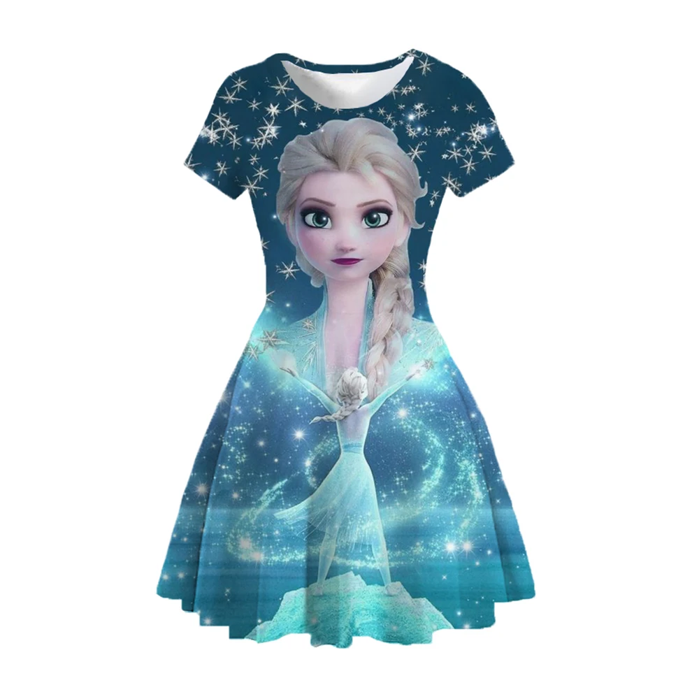Disney Elsa Princess Dress Summer Clothing Frozen Crowned King Girl ...