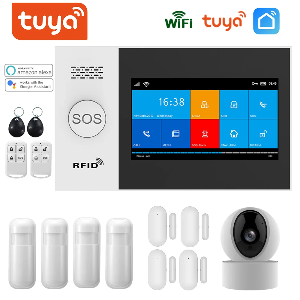 Tuya WIFI GSM Alarm System APP Remote Control Alarm Panel Switchable 9 ...