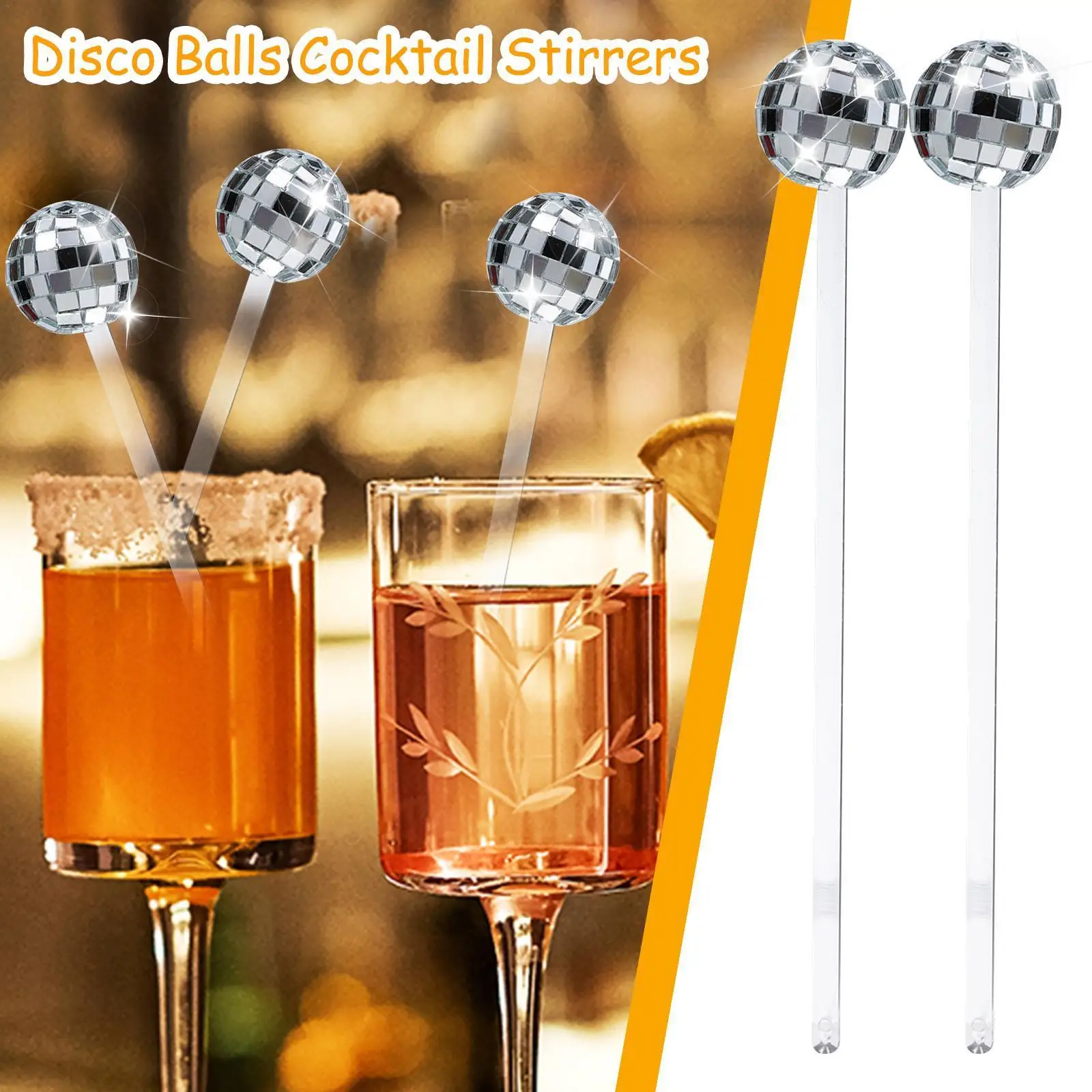 10-24pcs-Disco-Ball-Stirrers-Cocktail-Beverage-Coffee-Stirrer-Plastic ...