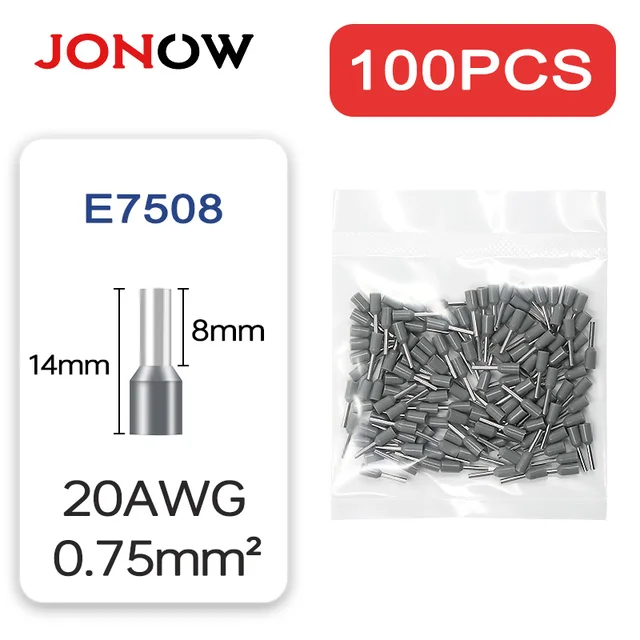 100PCS 관형 슬리브 페룰 압착 단자 E0508 E7508 E1008 E1508 E2508 E4009 케이블 러그 전기 나사 ...