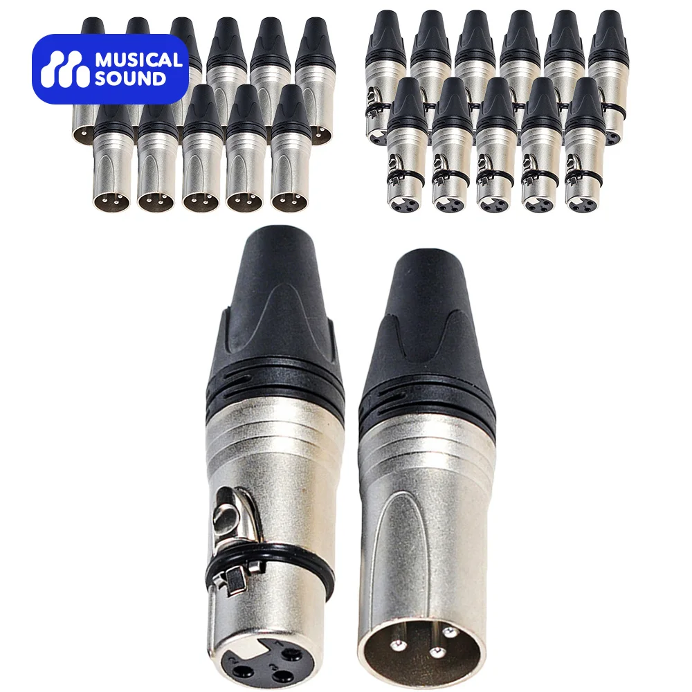 Musical Sound XLR Connectors 1/3/8/12 Pieces Male Female 3 Pin XLR ...