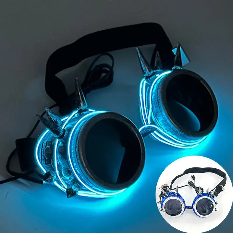 Hot Neon Flashing Balck Lens Glasses Luminous LED Sunglasses Steampunk ...