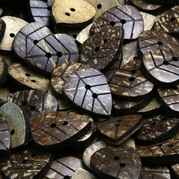 20pcs/lot Size:9X12mm Natural 2 holes Water droplet leaf shape Coconut ...