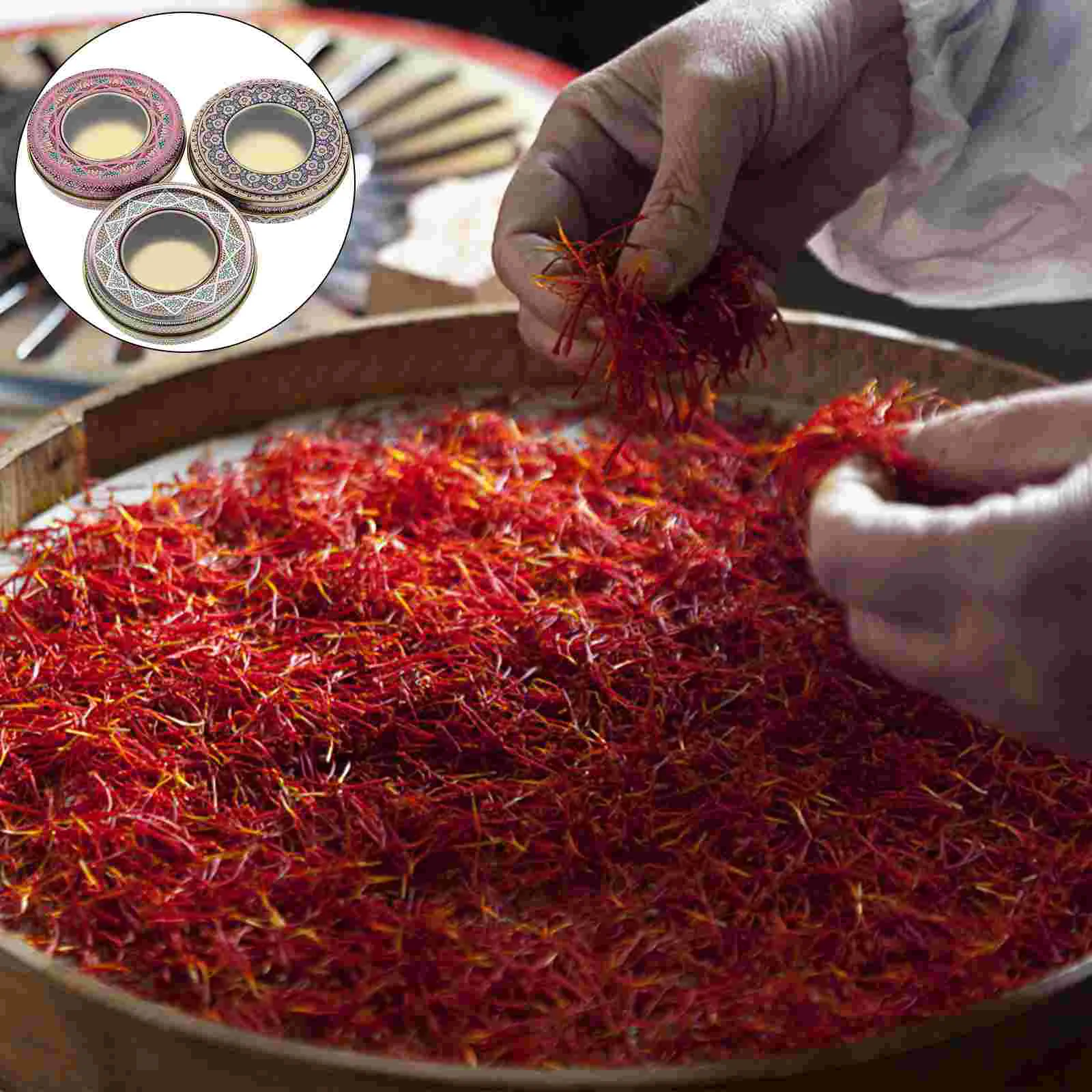 4 Pcs Saffron Tin Box Portable Jars Sealed Container Durable Canisters ...