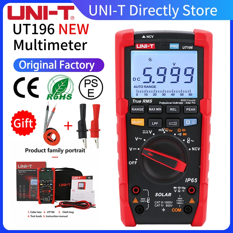 UNI-T-profesyonel-dijital-multimetre-UT196-1500V-AC-DC-voltmetre-True ...